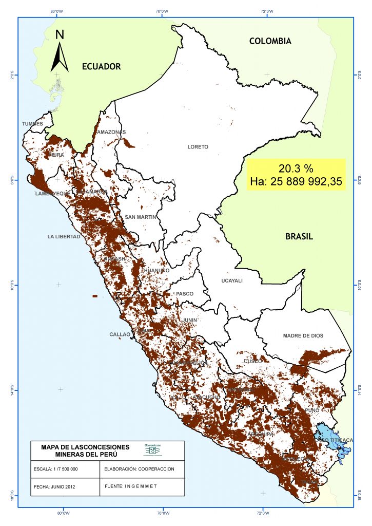 MAPA DE CONCESIONES MINERAS DEL PERÚ JUNIO DE 2012 - Observatorio de ...